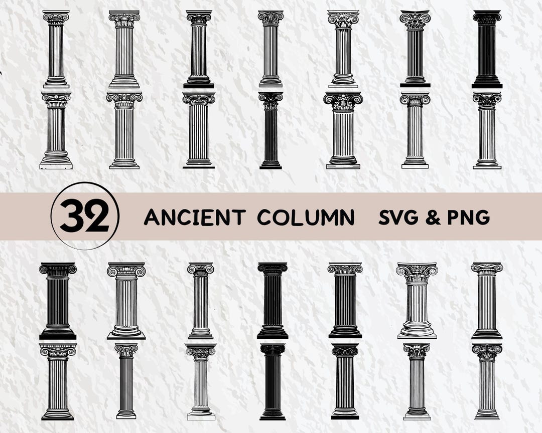Ancient Column Svg Bundle, Ancient Column Silhouette, Ancient Column ...