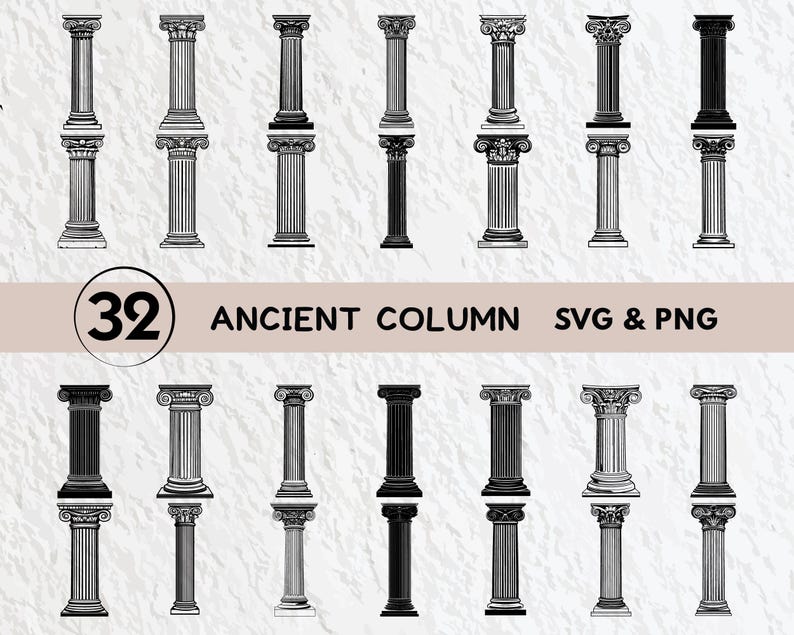 Ancient Column Svg Bundle, Ancient Column Silhouette, Ancient Column ...