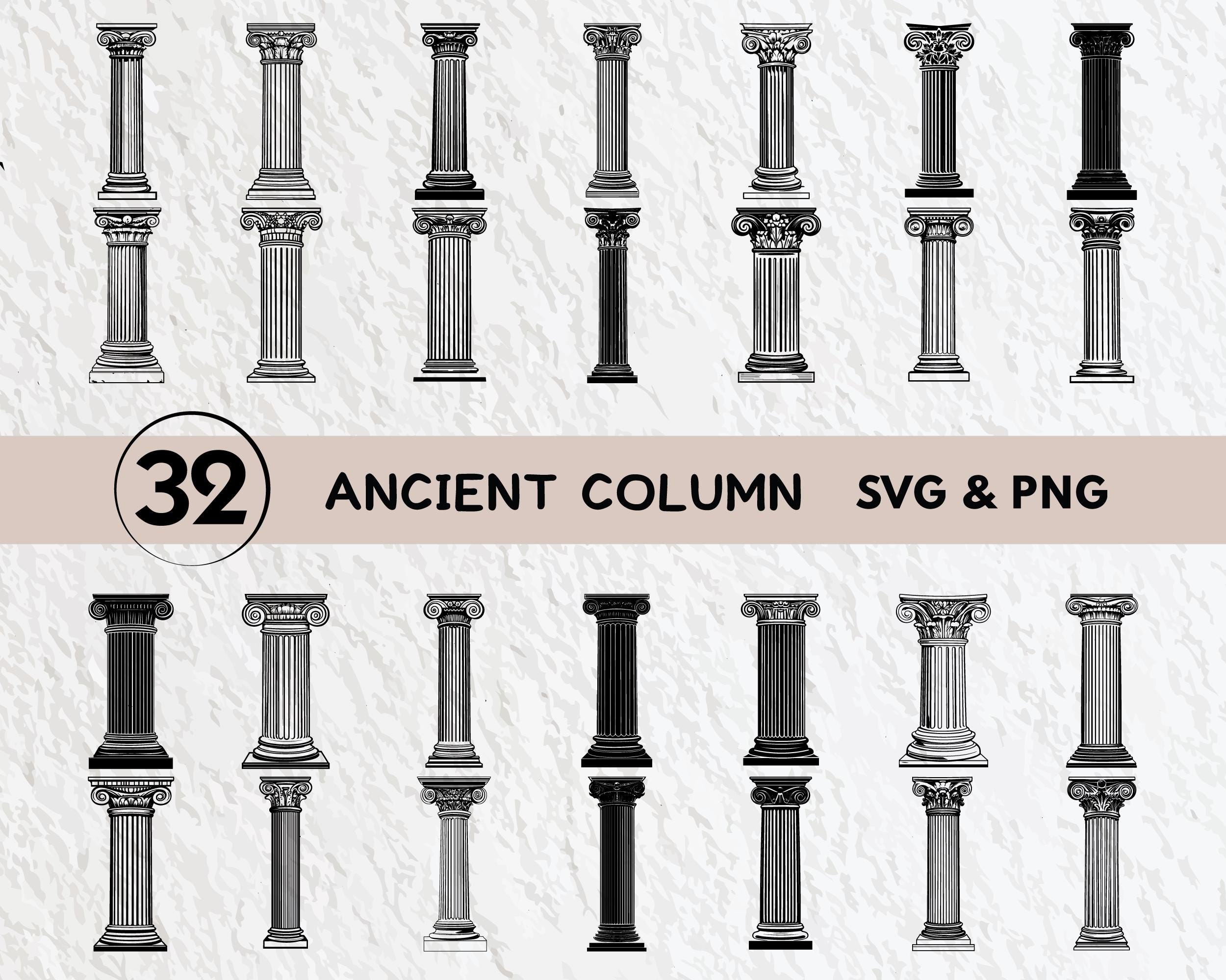 Ancient Column Svg Bundle, Ancient Column Silhouette, Ancient Column ...