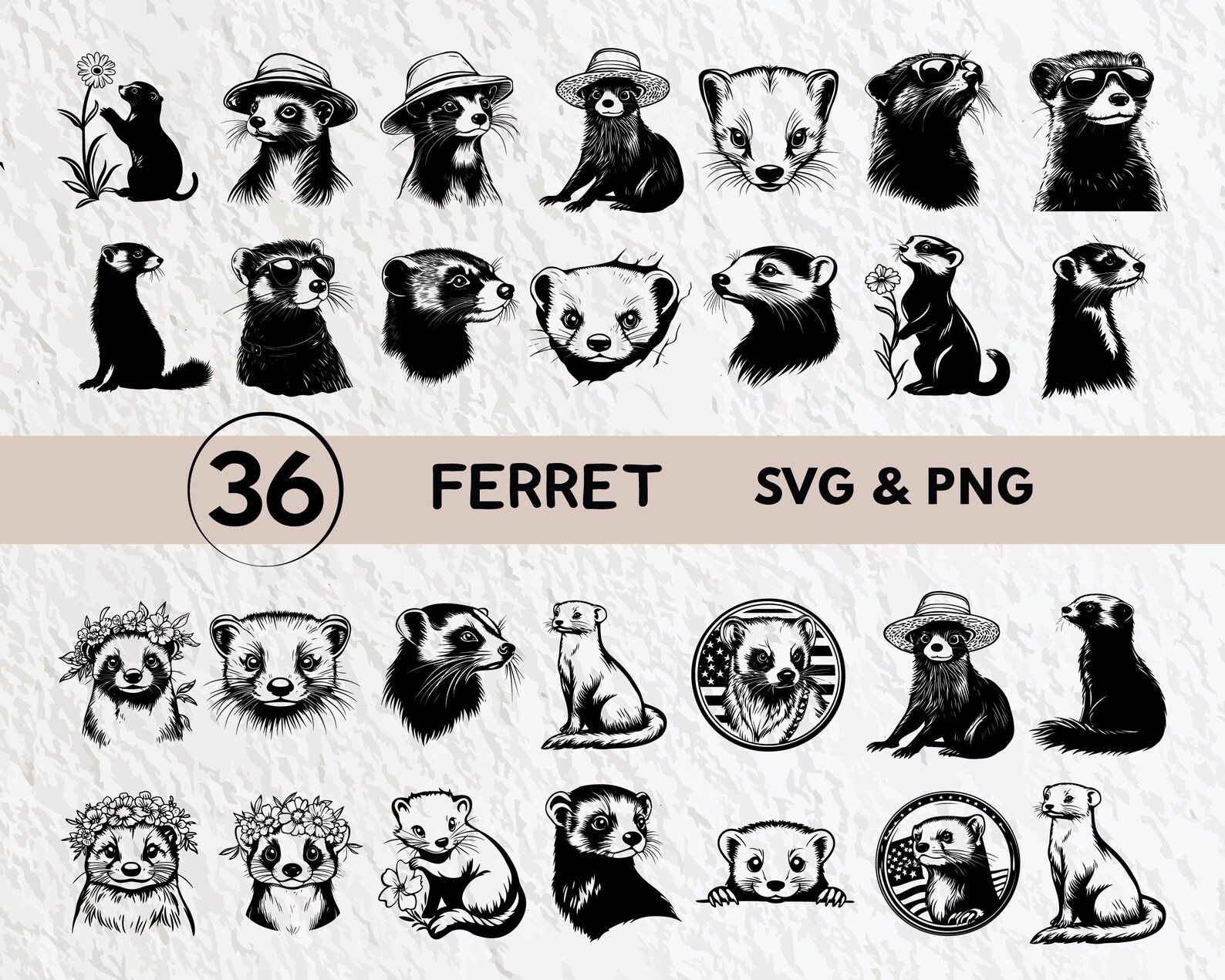 Ferret SVG Bundle: Silhouette Clipart, Vector Cut Files (PNG) - Etsy