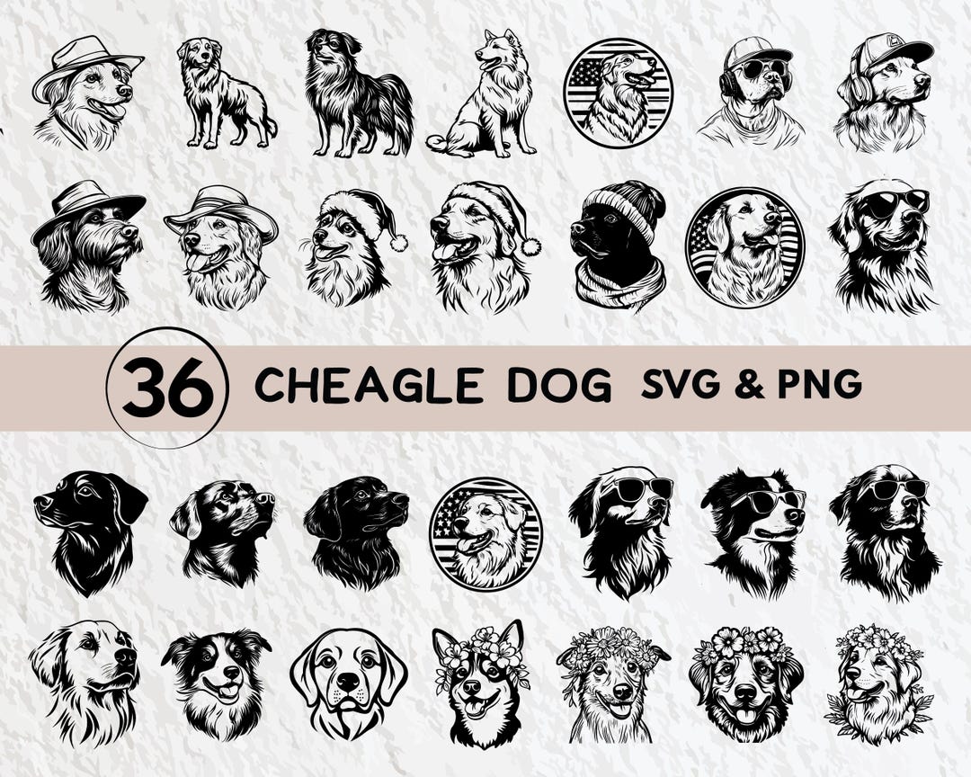 Cheagle Dog SVG Bundle: Silhouette, Clipart, Vector (PNG, SVG) - Etsy