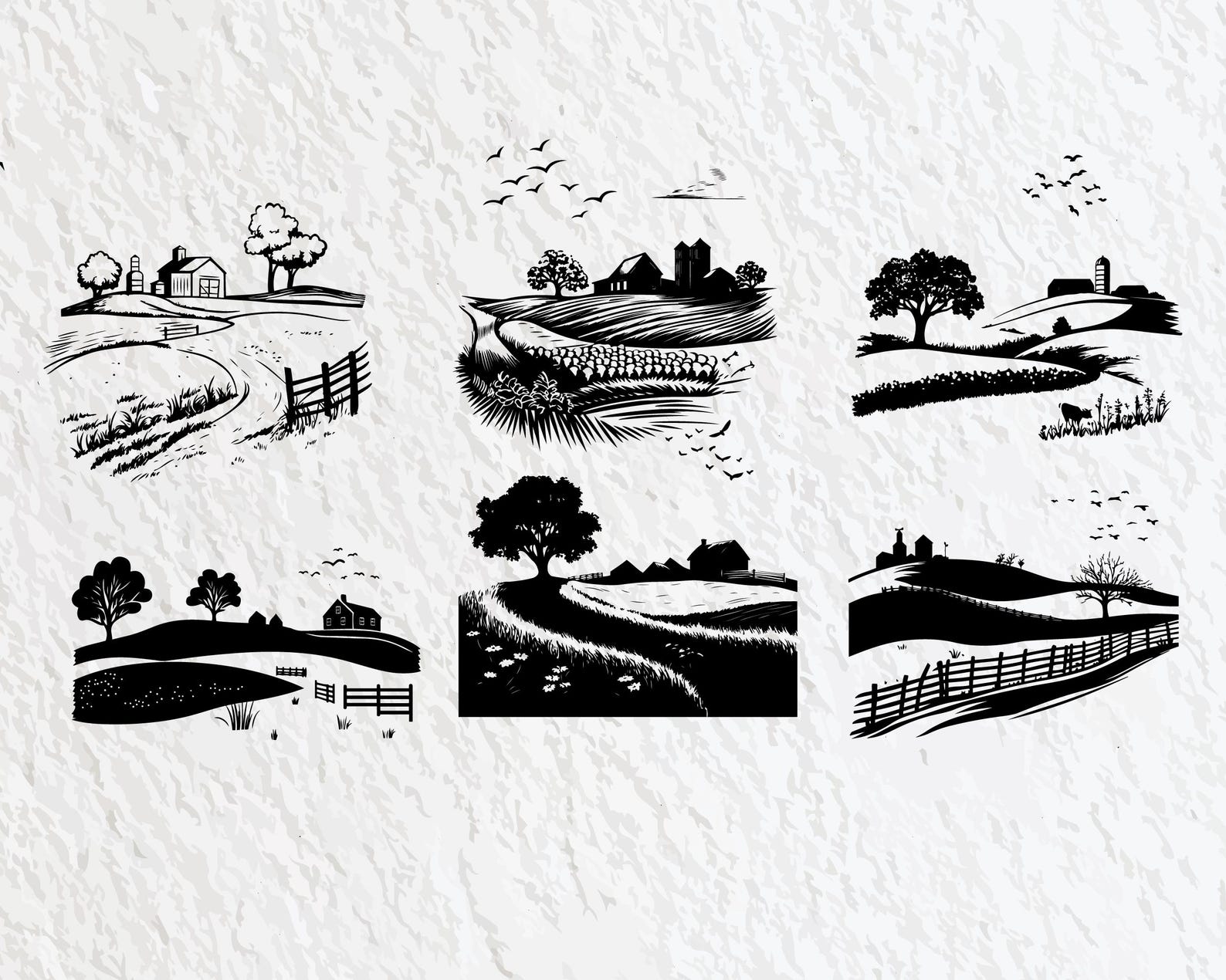 Farm Landscape SVG Bundle: Rustic Farmhouse Designs (PNG, Cricut) - Etsy