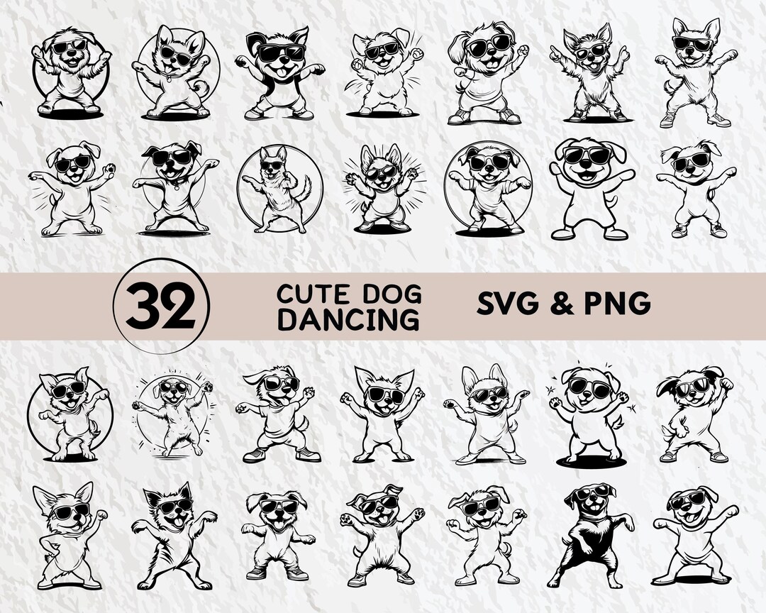 Cute Dog Dancing Svg Bundle, Cute Dog Dancing Silhouette, Cute Dog ...