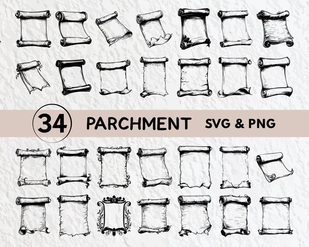 Parchment SVG Bundle: Scroll Clipart, Logo Icon Cut Files - Etsy