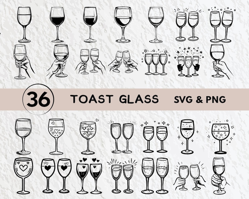 Toast Glass SVG Bundle: Wine Toast Clipart, Logo Icon (digital Download ...