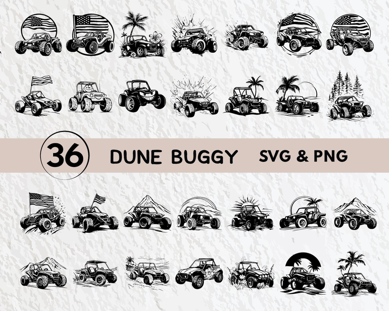 Dune Buggy SVG Bundle: Silhouette, Clipart, Vector (digital Download ...