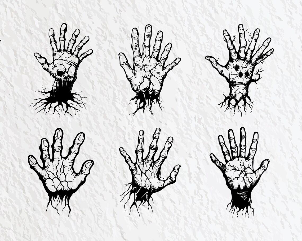 Zombie Hand Svg Bundle, Zombie Hand Silhouette, Zombie Hand Clipart Png ...