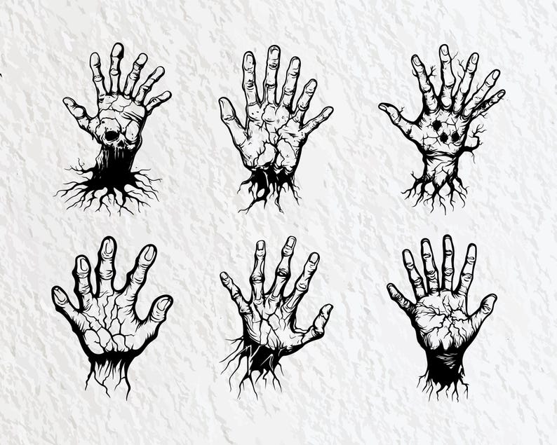 Zombie Hand Svg Bundle, Zombie Hand Silhouette, Zombie Hand Clipart Png ...