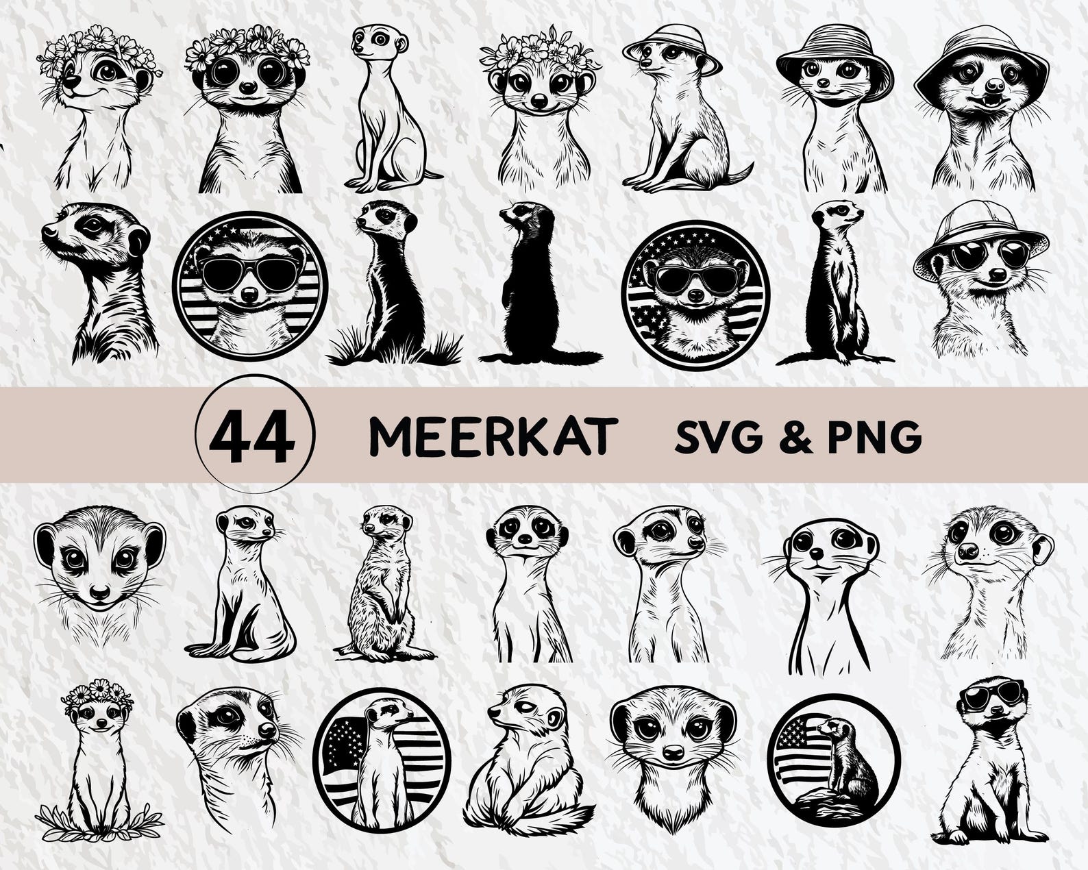 Meerkat Svg Bundle, Meerkat Silhouette, Meerkat Clipart Png, Meerkat ...