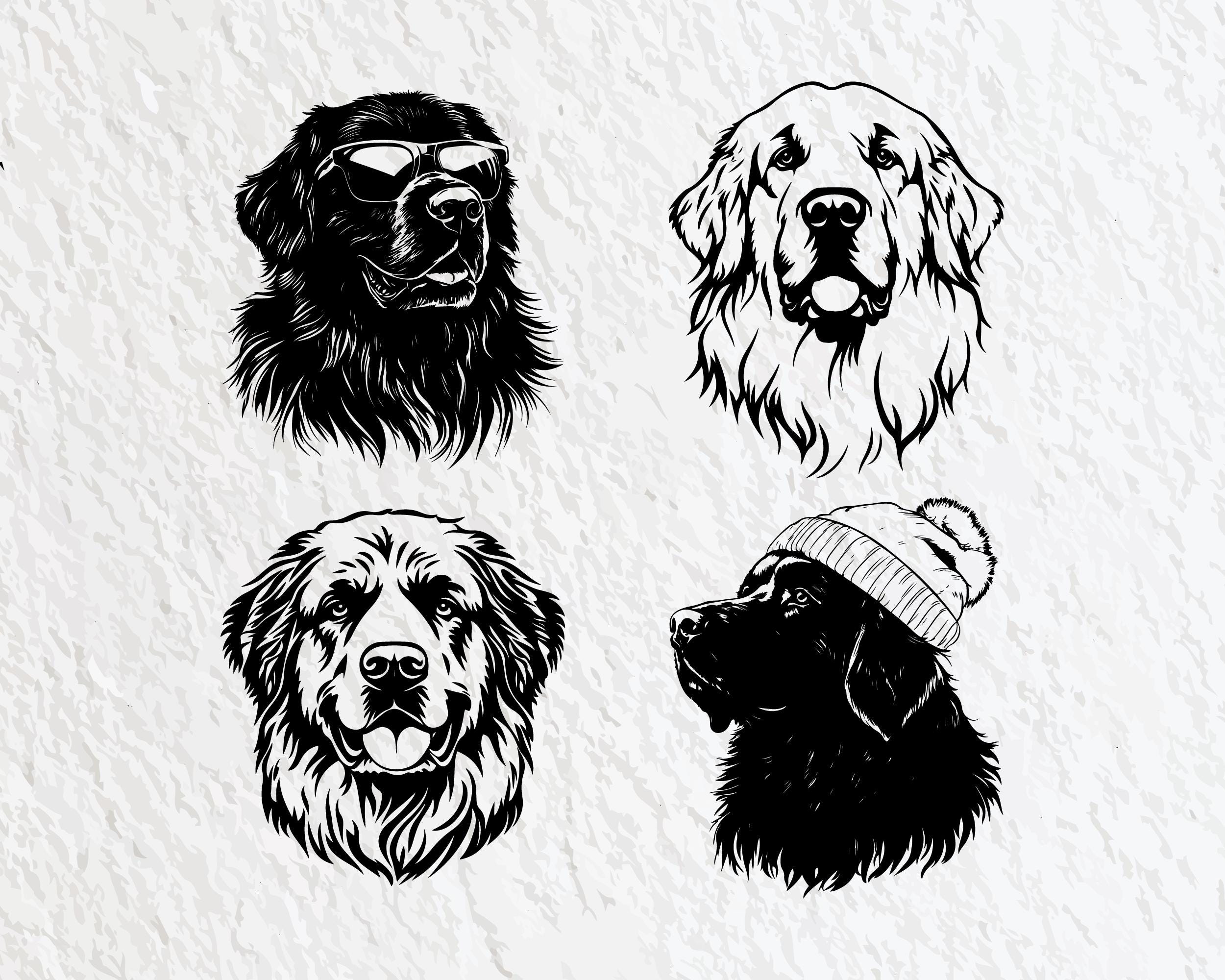 Newfoundland Dog SVG Bundle: Silhouette Clipart, Logo Icon (PNG, Cricut ...