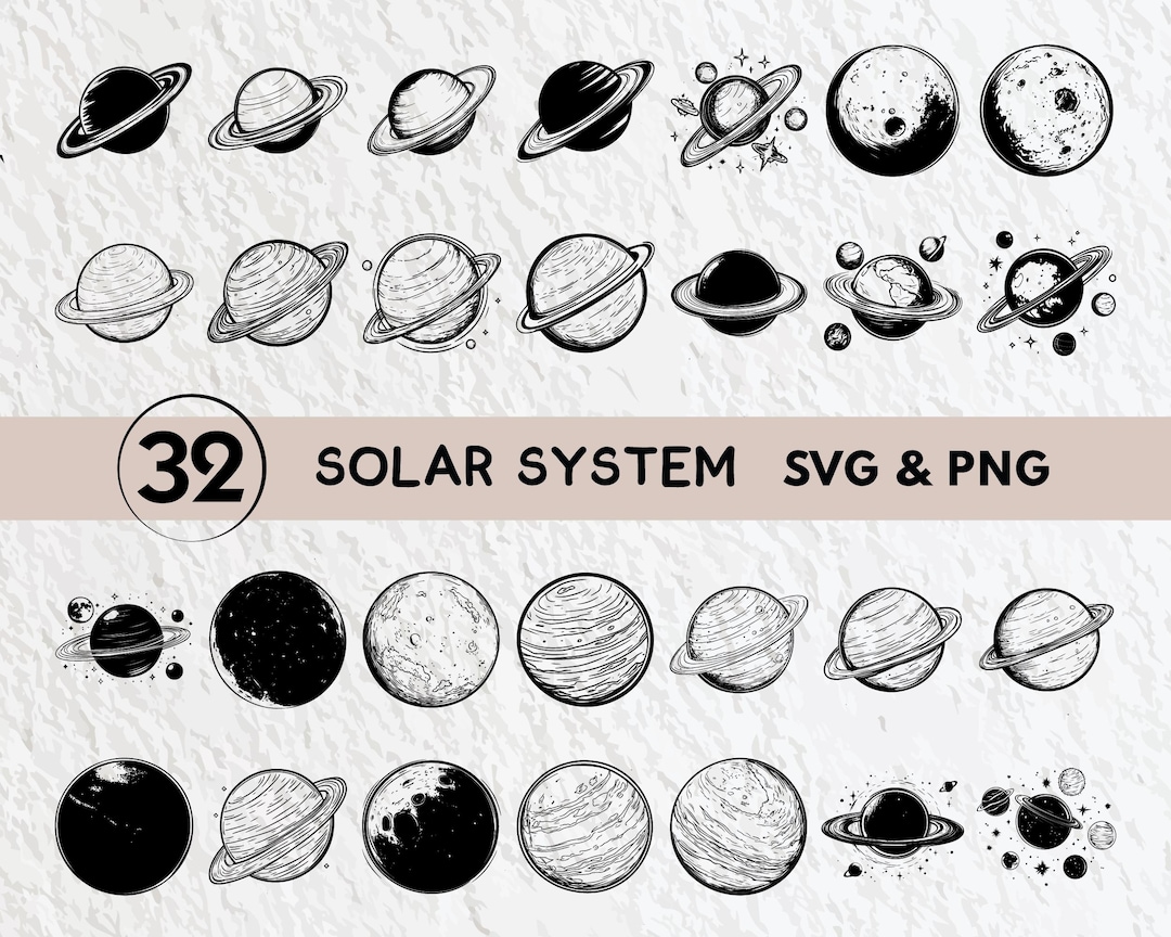 Solar System Svg Bundle, Solar System Silhouette, Solar System Clipart ...