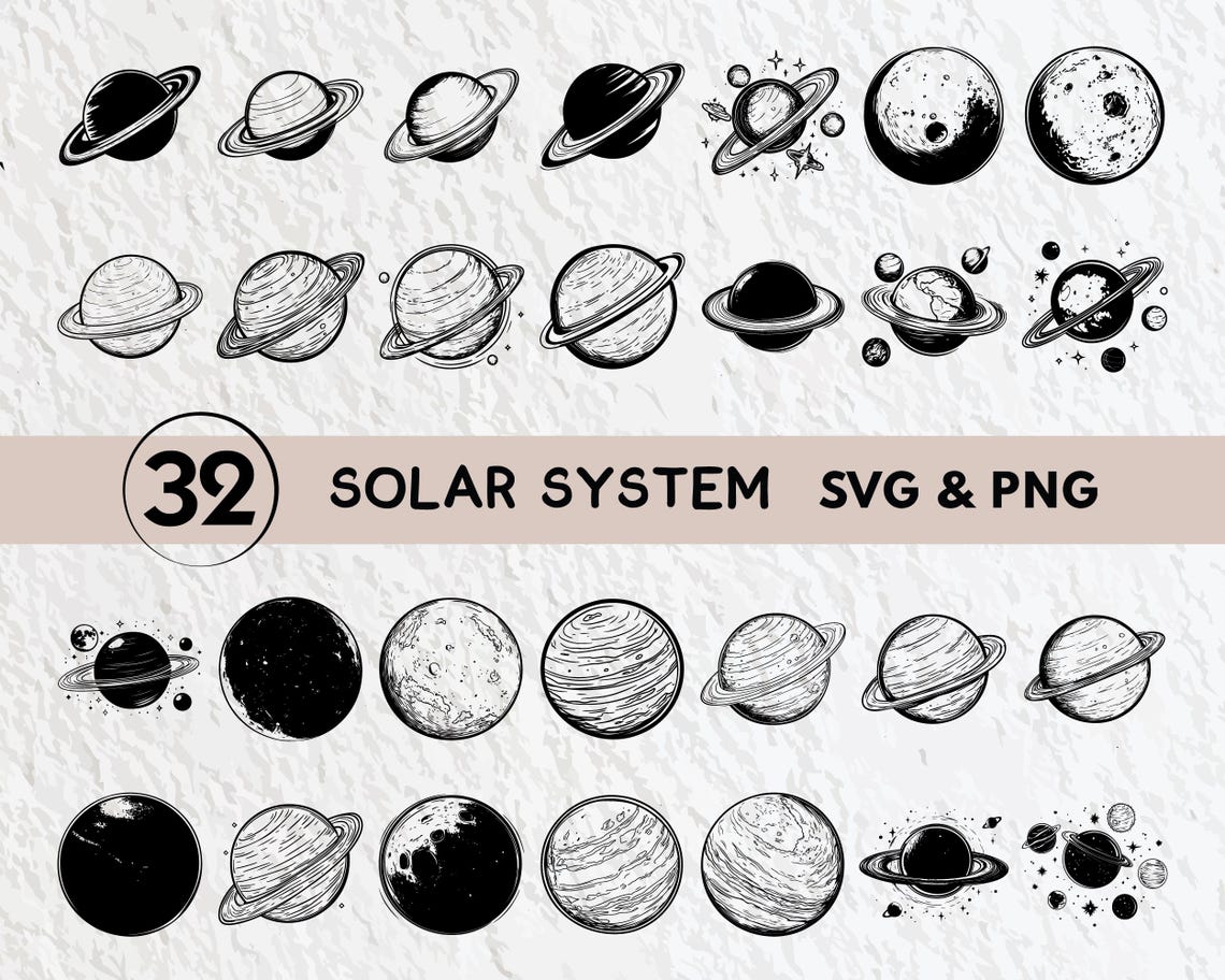 Solar System Svg Bundle, Solar System Silhouette, Solar System Clipart ...