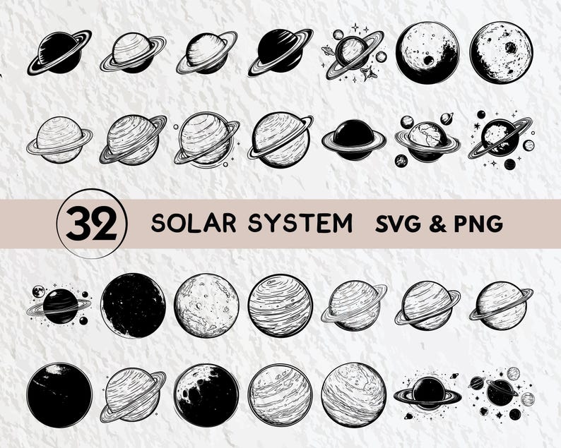 Solar System Svg Bundle, Solar System Silhouette, Solar System Clipart ...