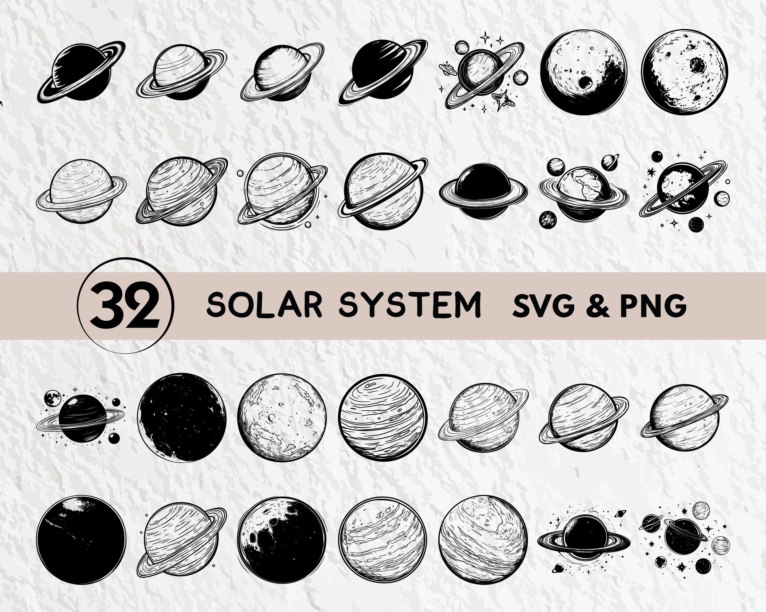 Solar System Svg Bundle, Solar System Silhouette, Solar System Clipart ...