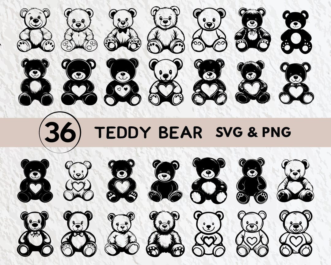 Teddy Bear SVG Bundle: Clipart, Outline, Vector (digital Download) - Etsy
