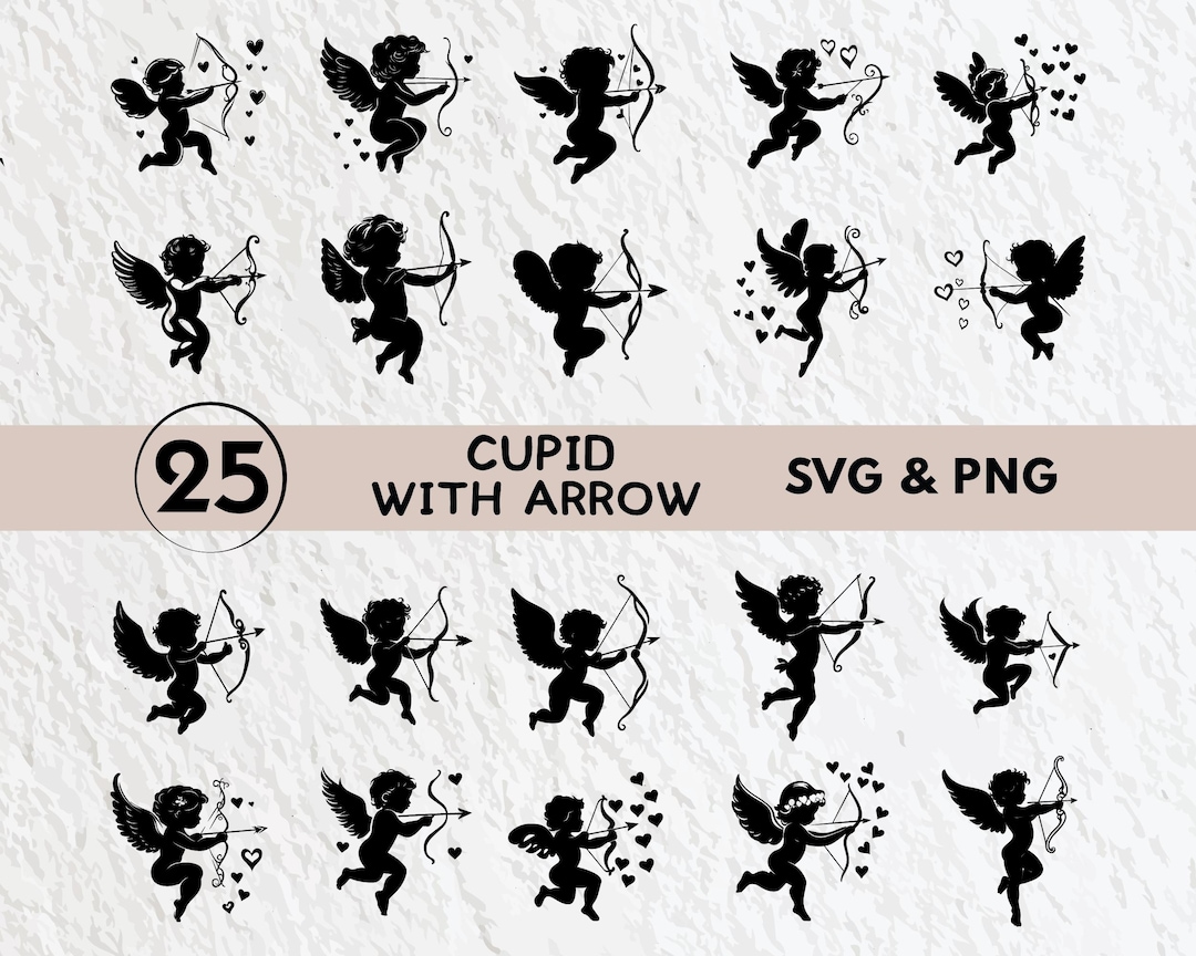 Cupid With Arrow SVG Bundle: Valentine's Day Clipart (PNG, Vector) - Etsy
