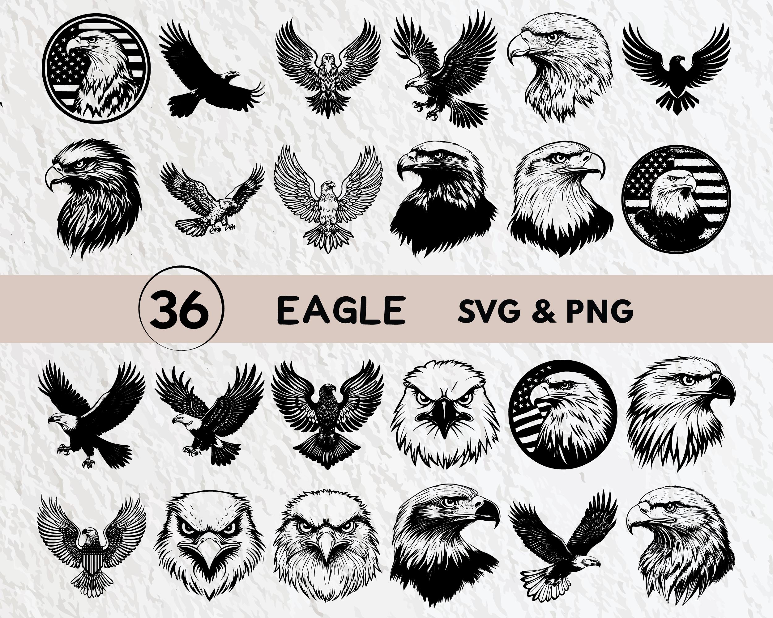 Eagle Svg Bundle, Eagle Silhouette, Eagle Clipart Png, Eagle Outline ...