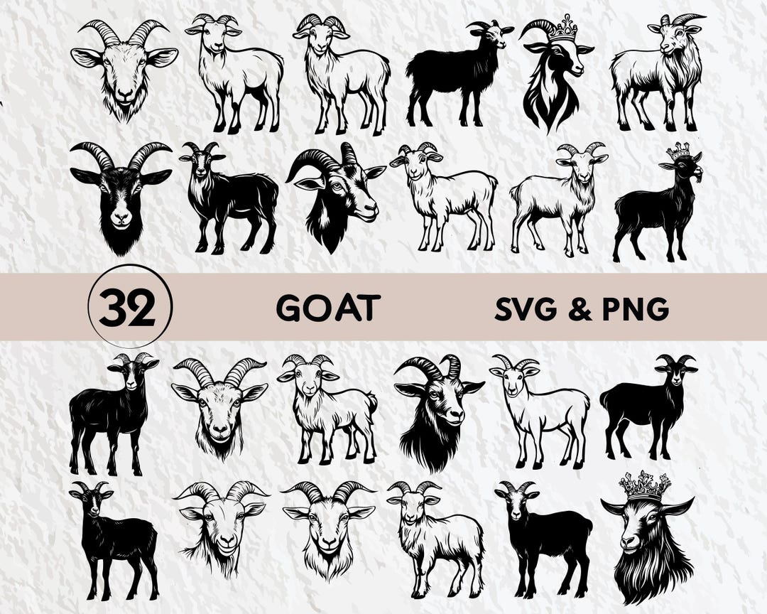Goat Svg Bundle, Goat Silhouette, Goat Clipart Png, Goat Outline Svg ...