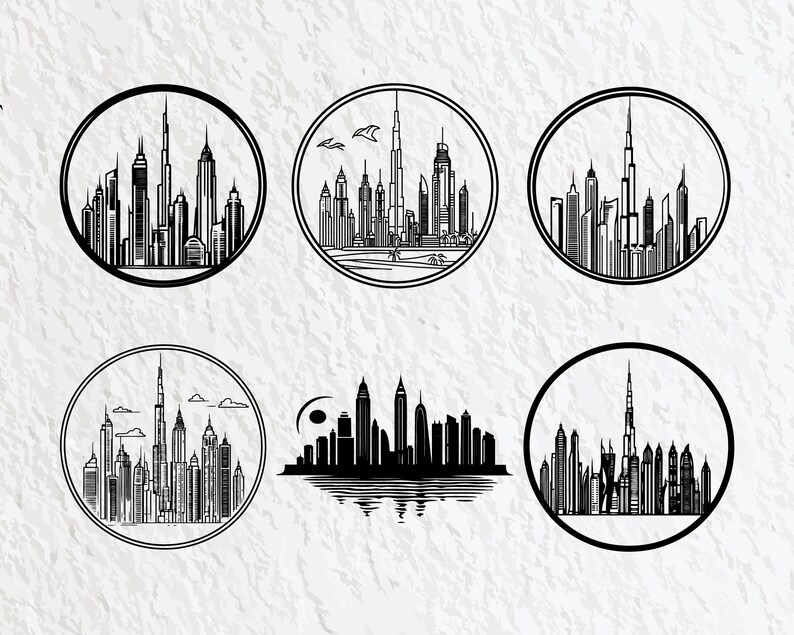 Dubai Skyline Svg Bundle, Dubai Skyline Silhouette, Dubai Skyline ...
