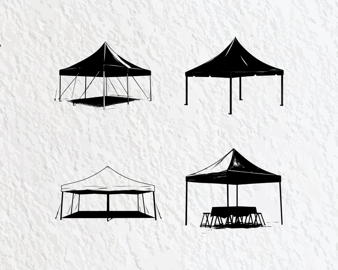 Outdoor Event Tent SVG Bundle: Tent Silhouette Clipart (digital ...