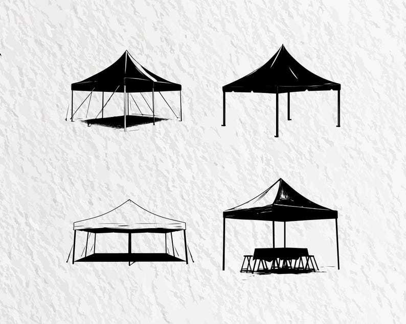 Outdoor Event Tent SVG Bundle: Tent Silhouette Clipart (digital ...
