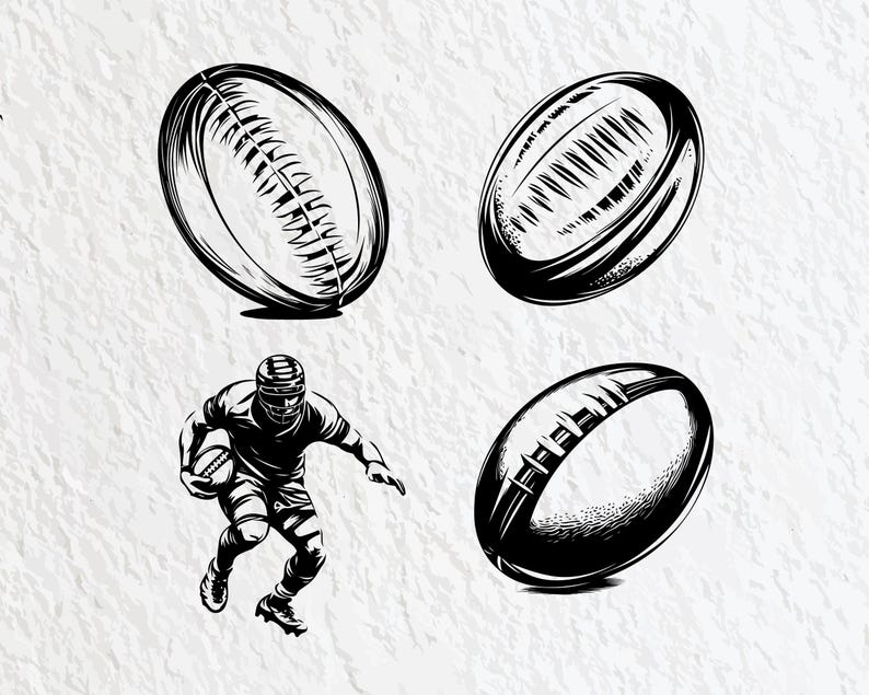 Rugby Ball Svg Bundle, Rugby Ball Silhouette, Rugby Ball Clipart Png ...