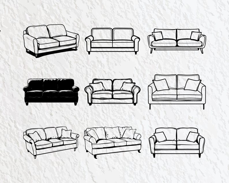 Sofa Svg Bundle, Sofa Silhouette, Sofa Clipart Png, Sofa Outline, Sofa ...