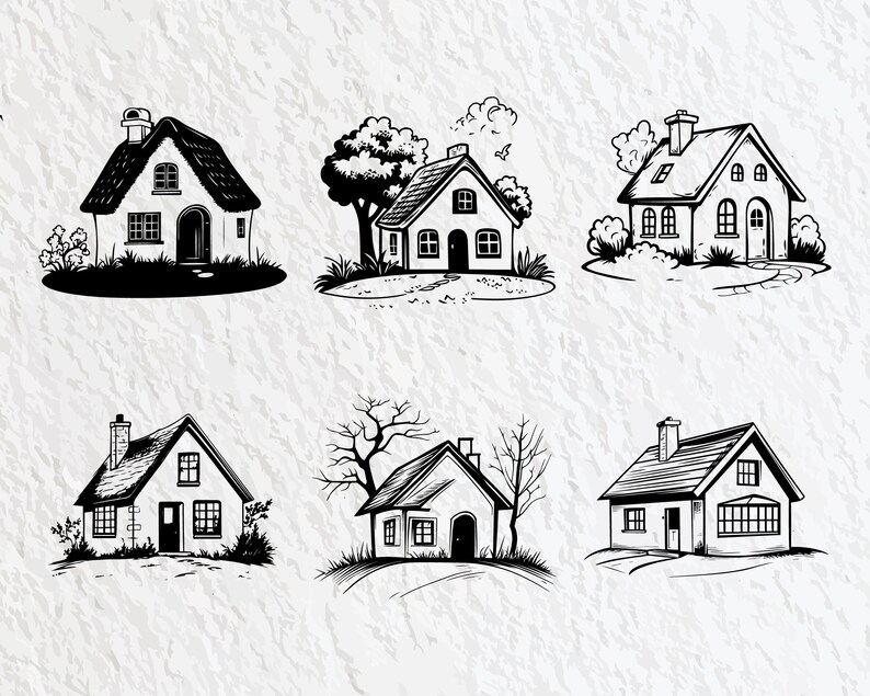 Little House SVG Bundle: Silhouette Clipart, Logo Icon (PNG, Vector) - Etsy