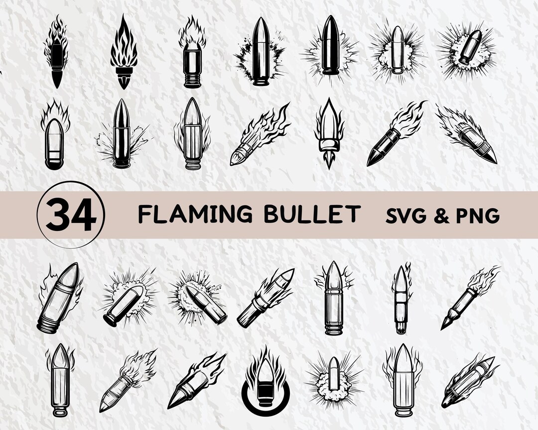 Flaming Bullet SVG Bundle, Vector Clipart (PNG, SVG) - Etsy