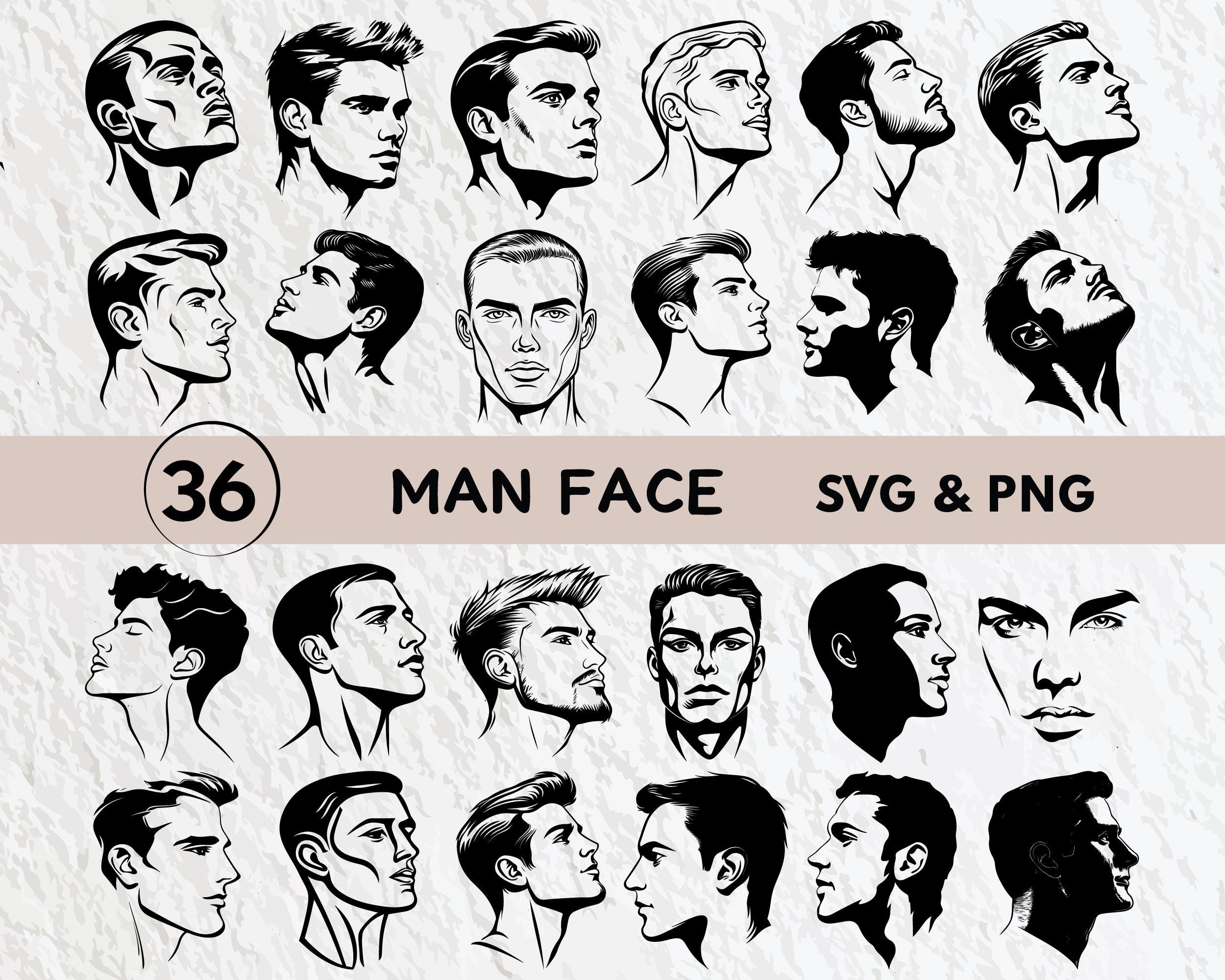 Man Face Silhouette Vector Bundle: SVG, PNG, Cricut Cut Files - Etsy