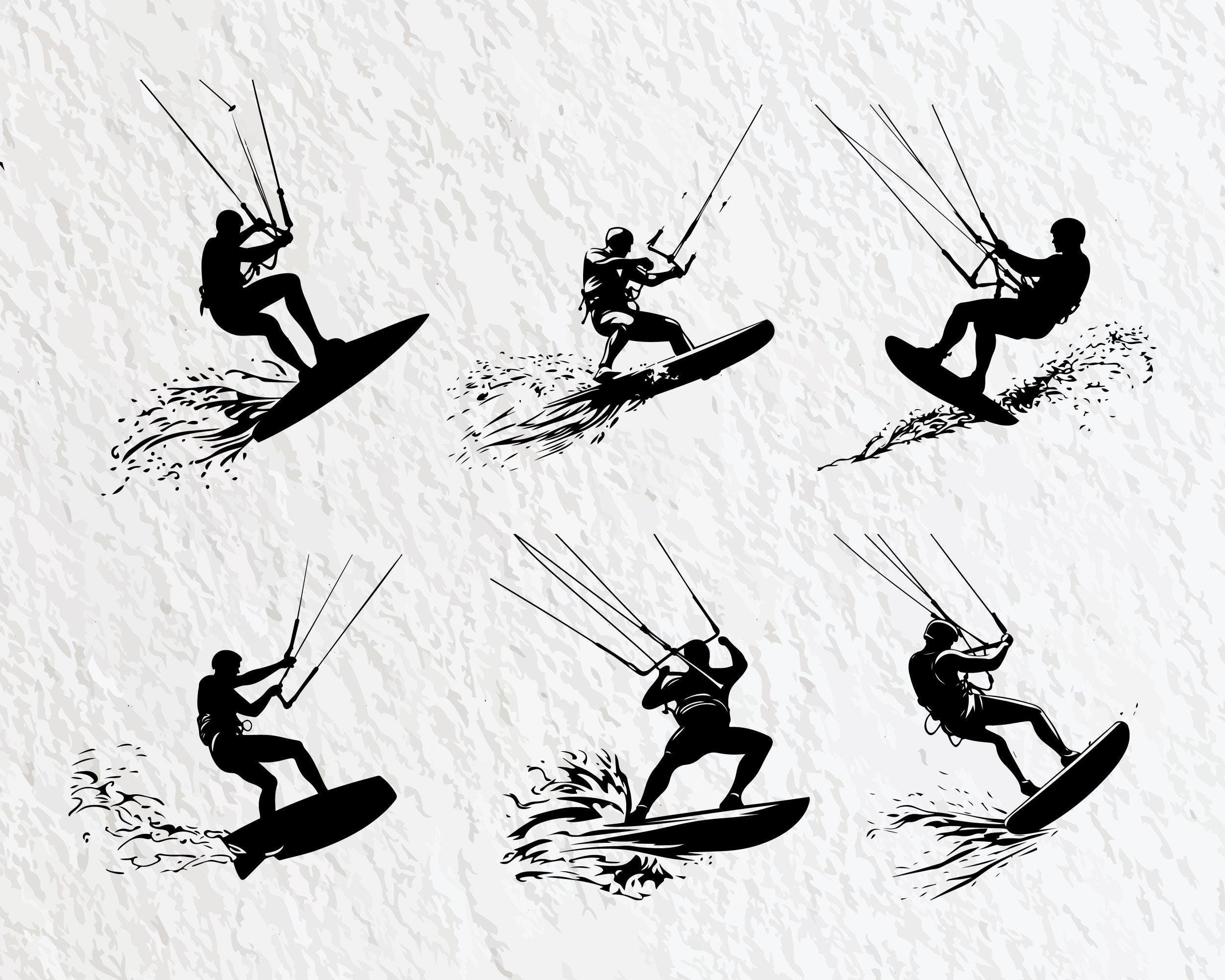 Kite Surfing SVG Bundle: Silhouette Clipart, Vector Cut Files - Etsy