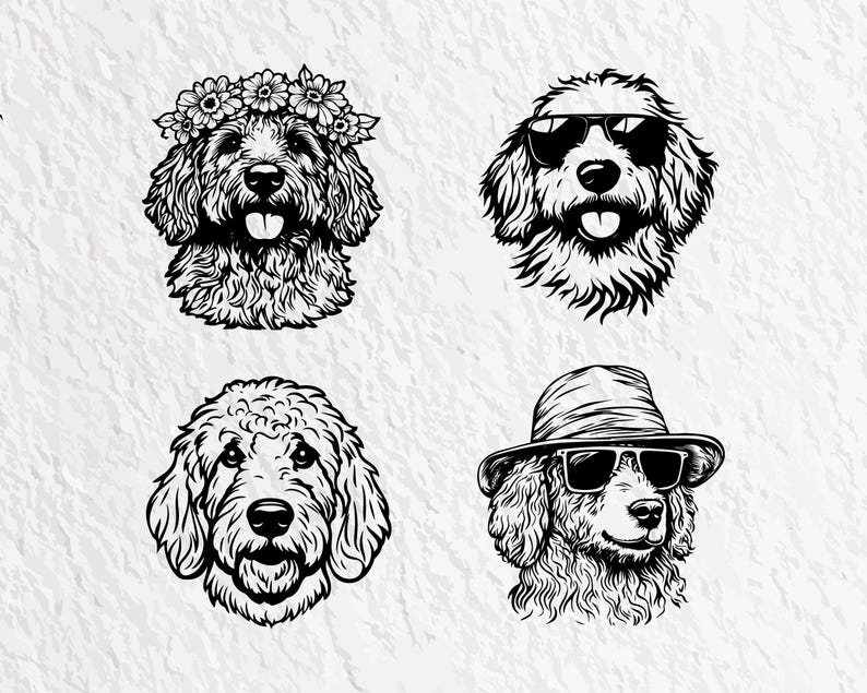 Sheepadoodle Dog SVG Bundle: Clipart, Silhouette, Vector (PNG, Cut ...