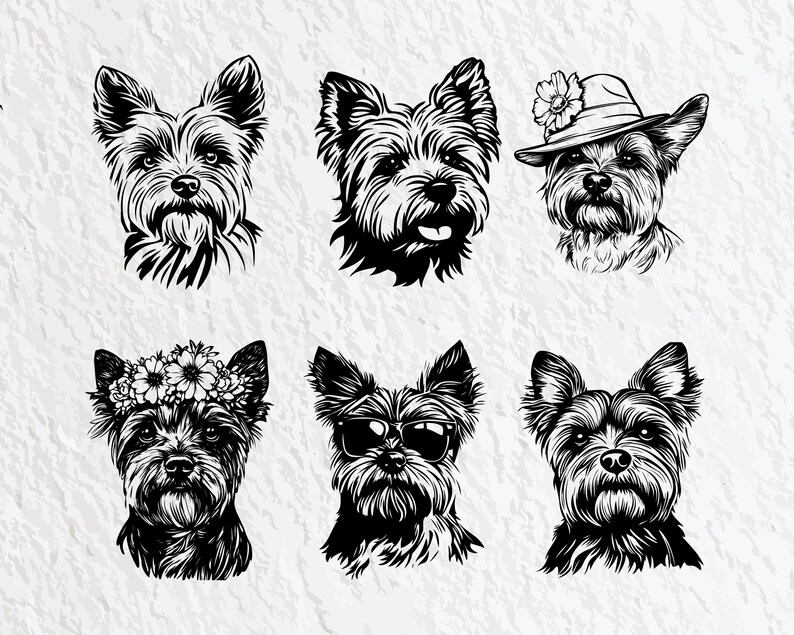 Yorkshire Terrier SVG Bundle: Dog Silhouette Clipart (PNG, SVG) - Etsy