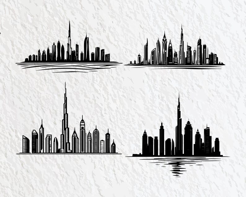 Dubai Skyline Svg Bundle, Dubai Skyline Silhouette, Dubai Skyline ...