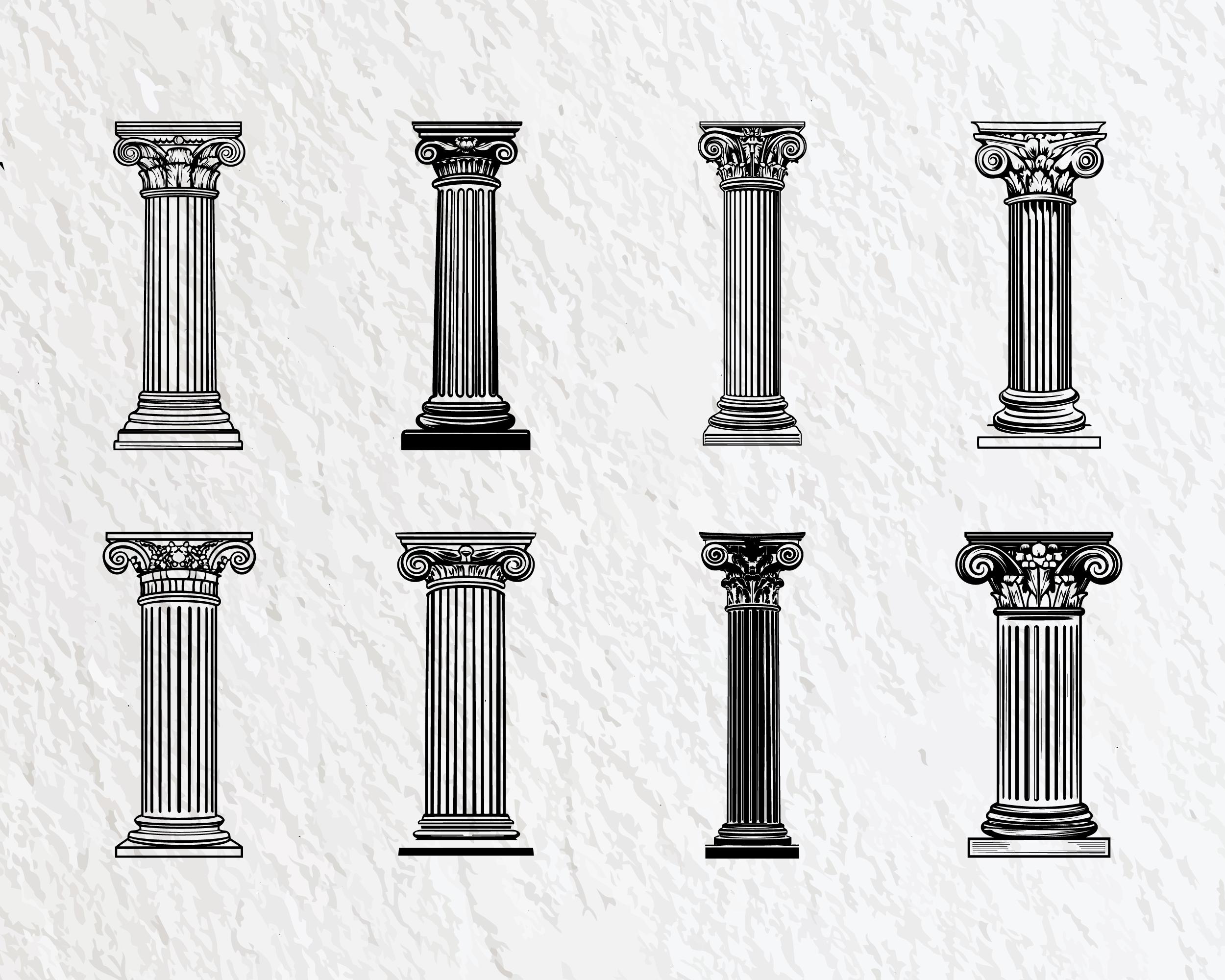Ancient Column Svg Bundle, Ancient Column Silhouette, Ancient Column ...