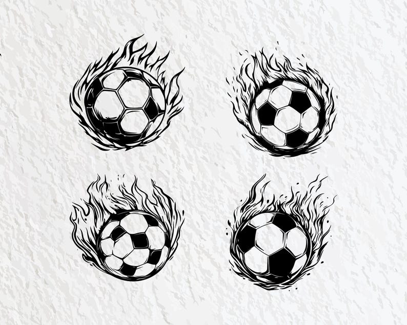 Flaming Soccer Ball SVG Bundle: Silhouette Clipart, Vector Logo (PNG ...