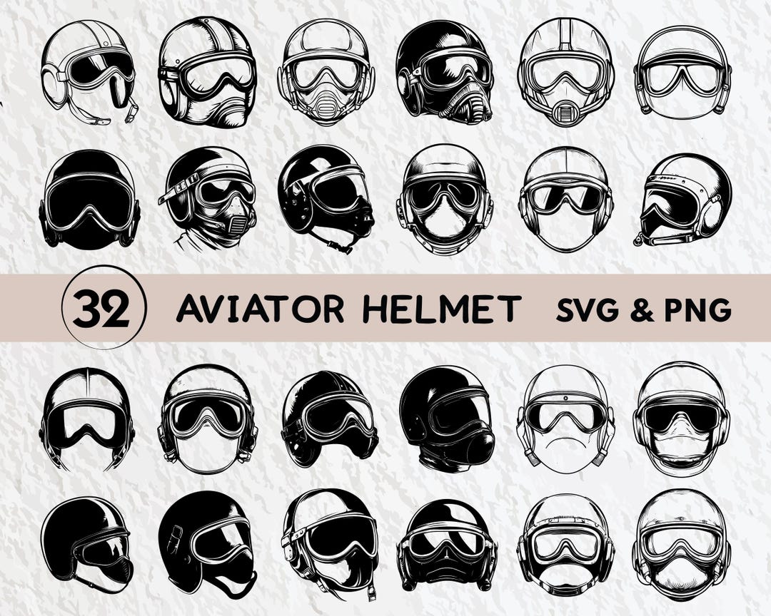 Aviator Helmet SVG Bundle: Vector Art, Clipart, Logo (PNG, SVG) - Etsy