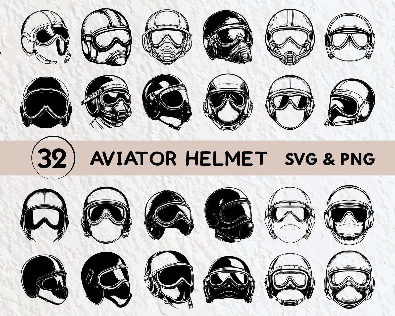 Aviator Helmet SVG Bundle: Vector Art, Clipart, Logo (PNG, SVG) - Etsy