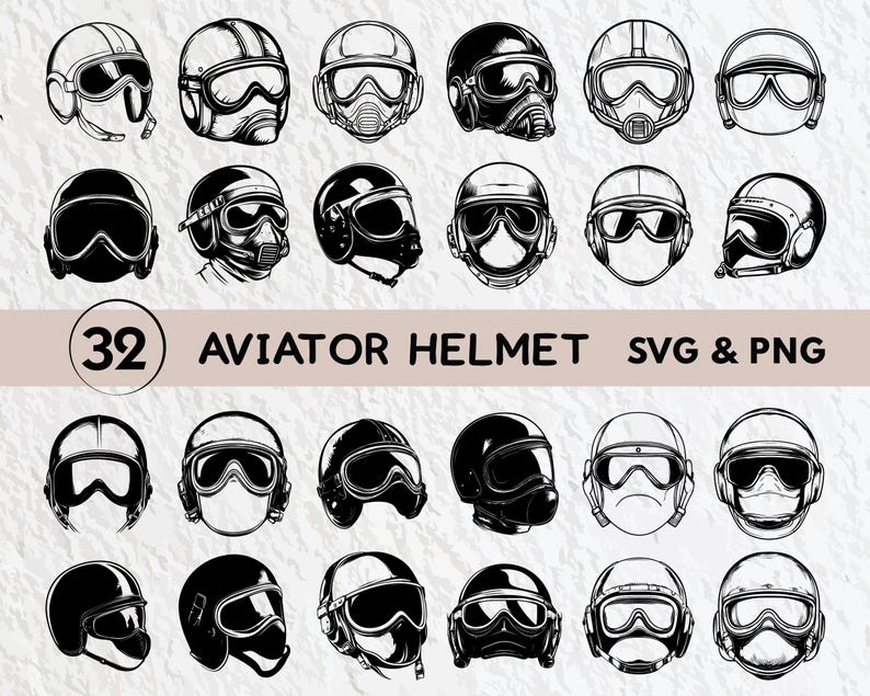 Aviator Helmet SVG Bundle: Vector Art, Clipart, Logo (PNG, SVG) - Etsy