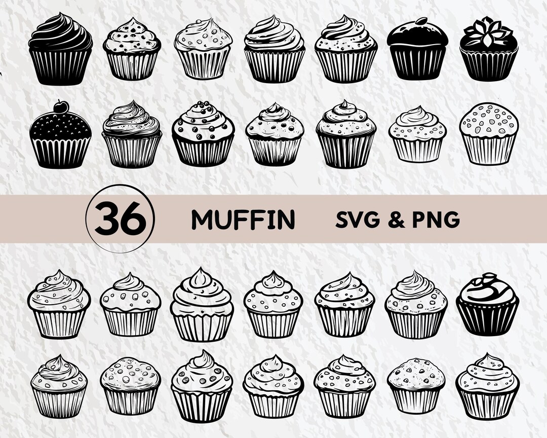 Muffin SVG Bundle: Clipart, Outline, Vector, Logo (PNG, Cricut) - Etsy