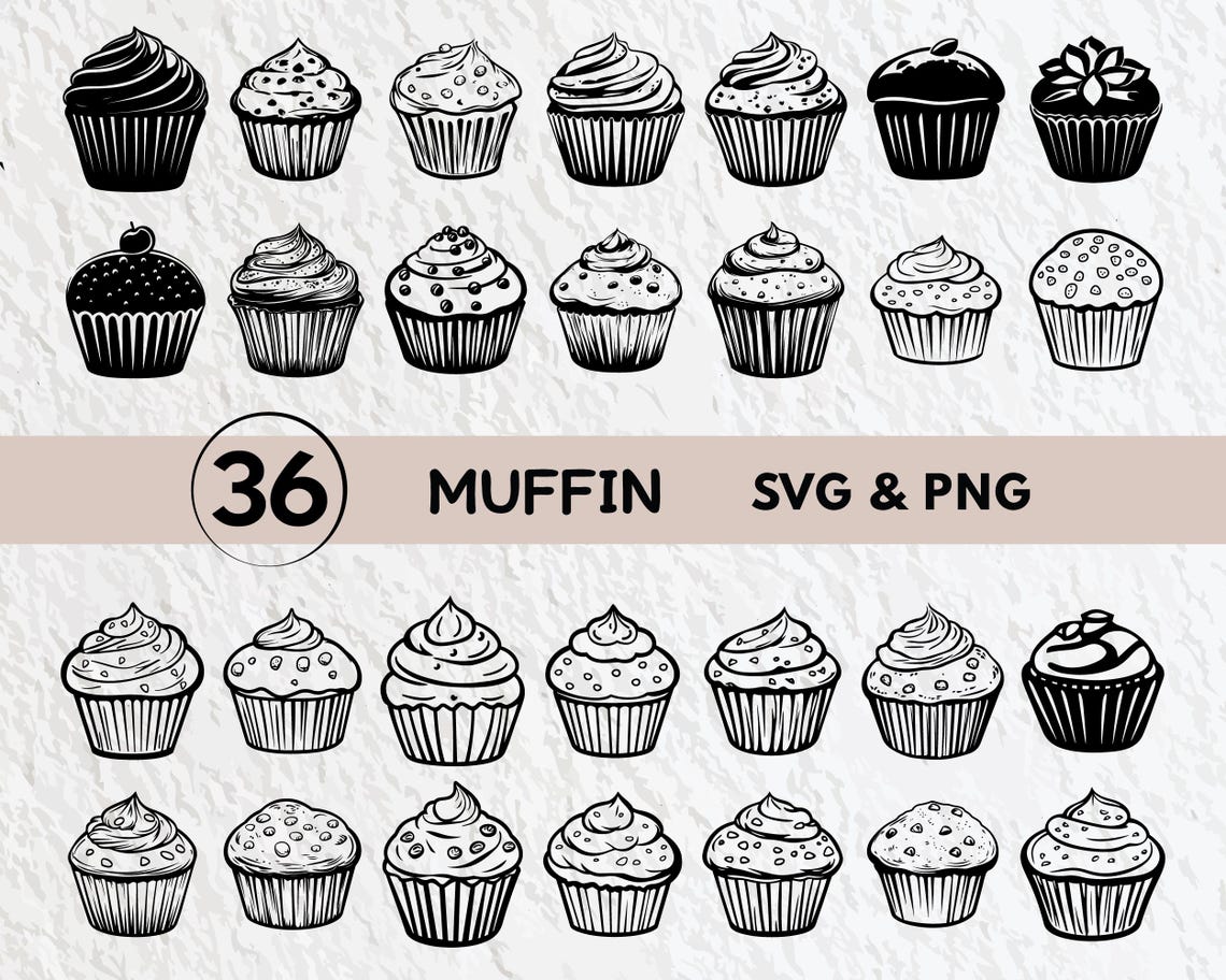 Muffin SVG Bundle: Clipart, Outline, Vector, Logo (PNG, Cricut) - Etsy