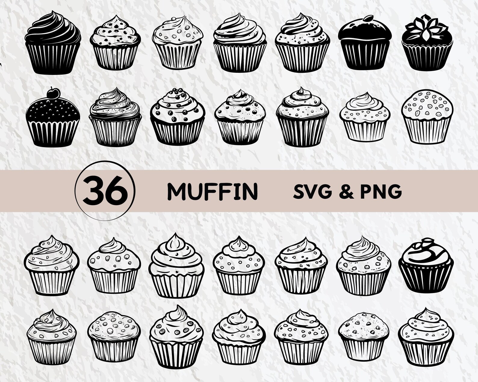 Muffin SVG Bundle: Clipart, Outline, Vector, Logo (PNG, Cricut) - Etsy