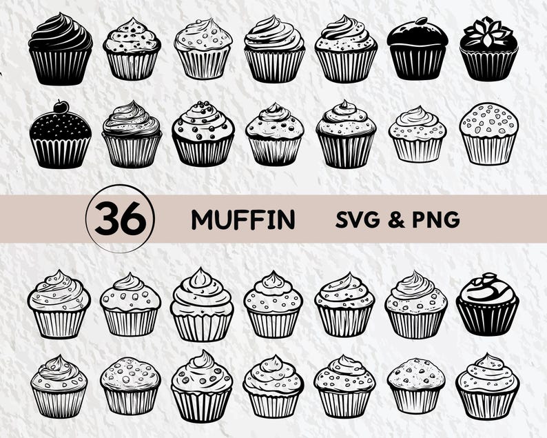 Muffin SVG Bundle: Clipart, Outline, Vector, Logo (PNG, Cricut) - Etsy