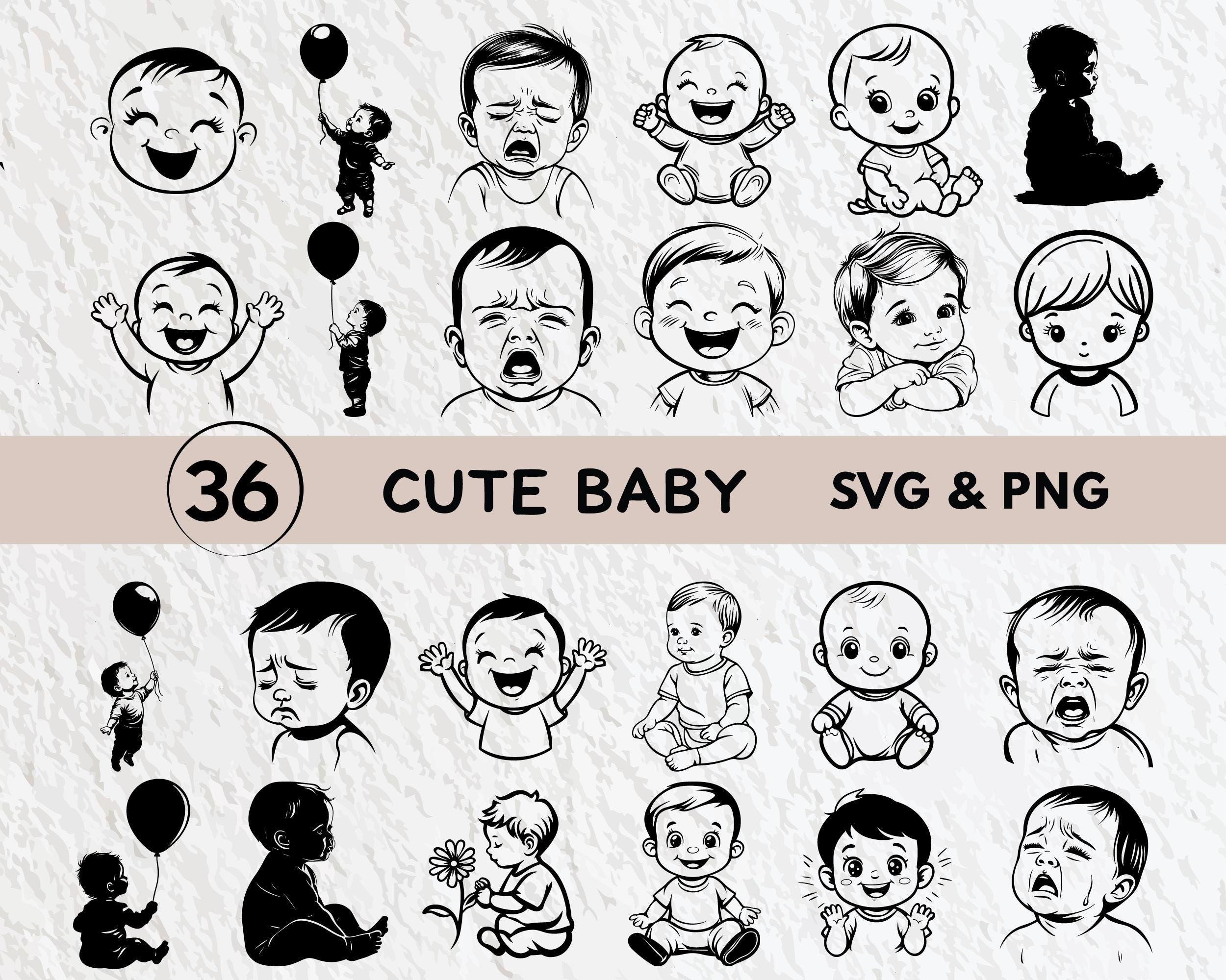 Cute Baby Svg Bundle, Cute Baby Silhouette, Cute Baby Clipart Png, Cute ...