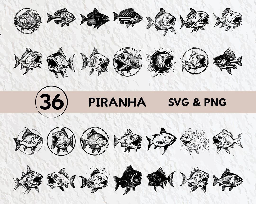 Piranha Svg Bundle, Piranha Silhouette, Piranha Clipart Png, Piranha ...
