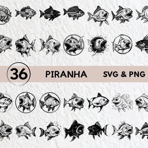 Piranha SVG Bundle: Silhouette, Clipart, Vector (PNG, Cricut Files) - Etsy