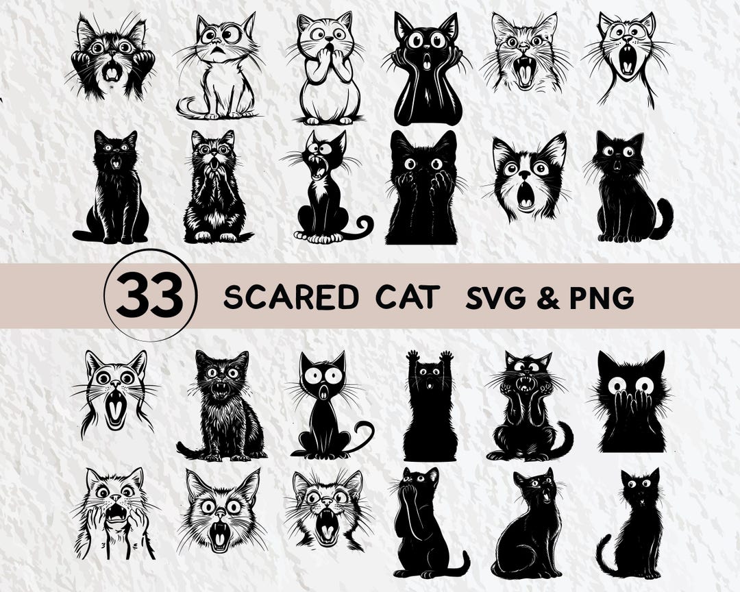 Scared Cat Svg Bundle, Scared Cat Silhouette, Funny Scared Cat Clipart ...
