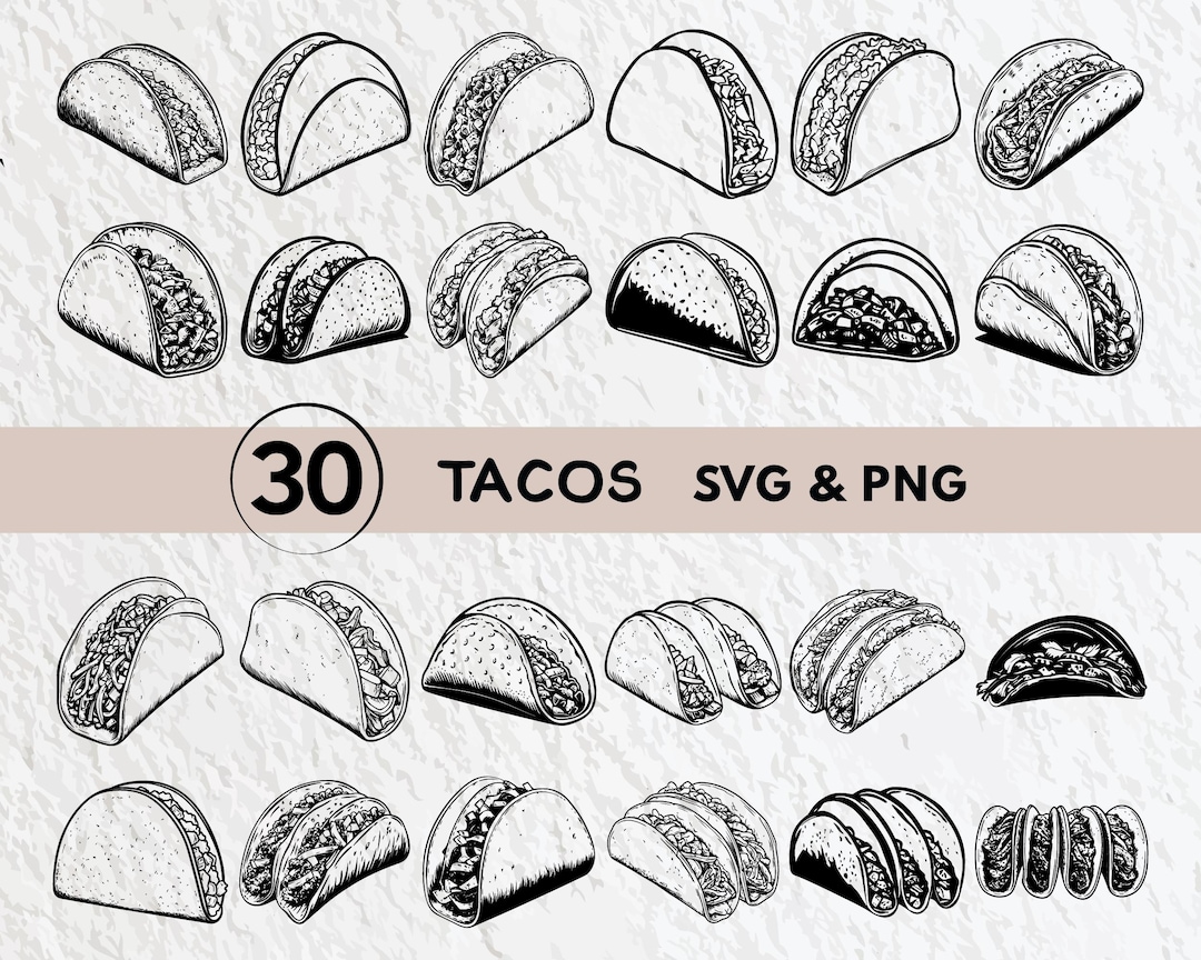 Tacos SVG Bundle: Clipart, Silhouette, Vector (digital Download) - Etsy