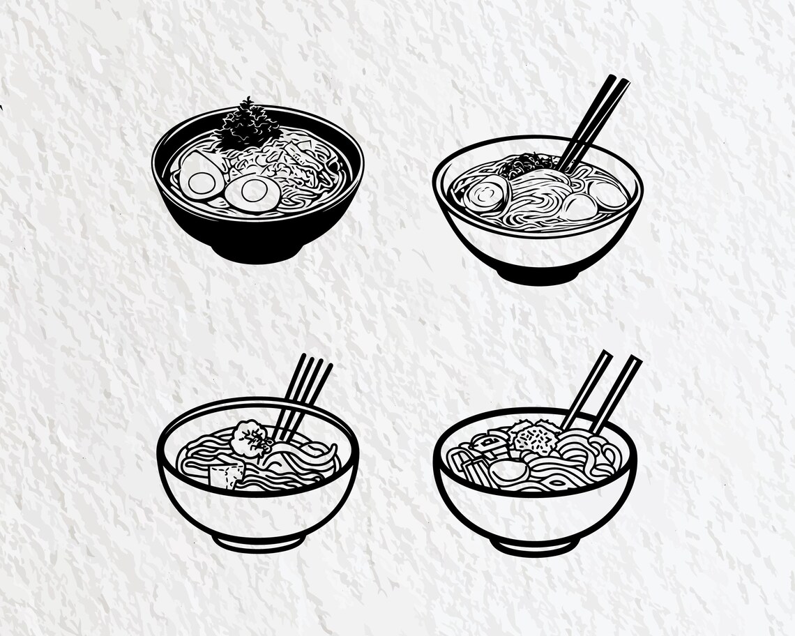Ramen SVG Bundle: Noodle Bowl Clipart, Cut Files (SVG, PNG) - Etsy