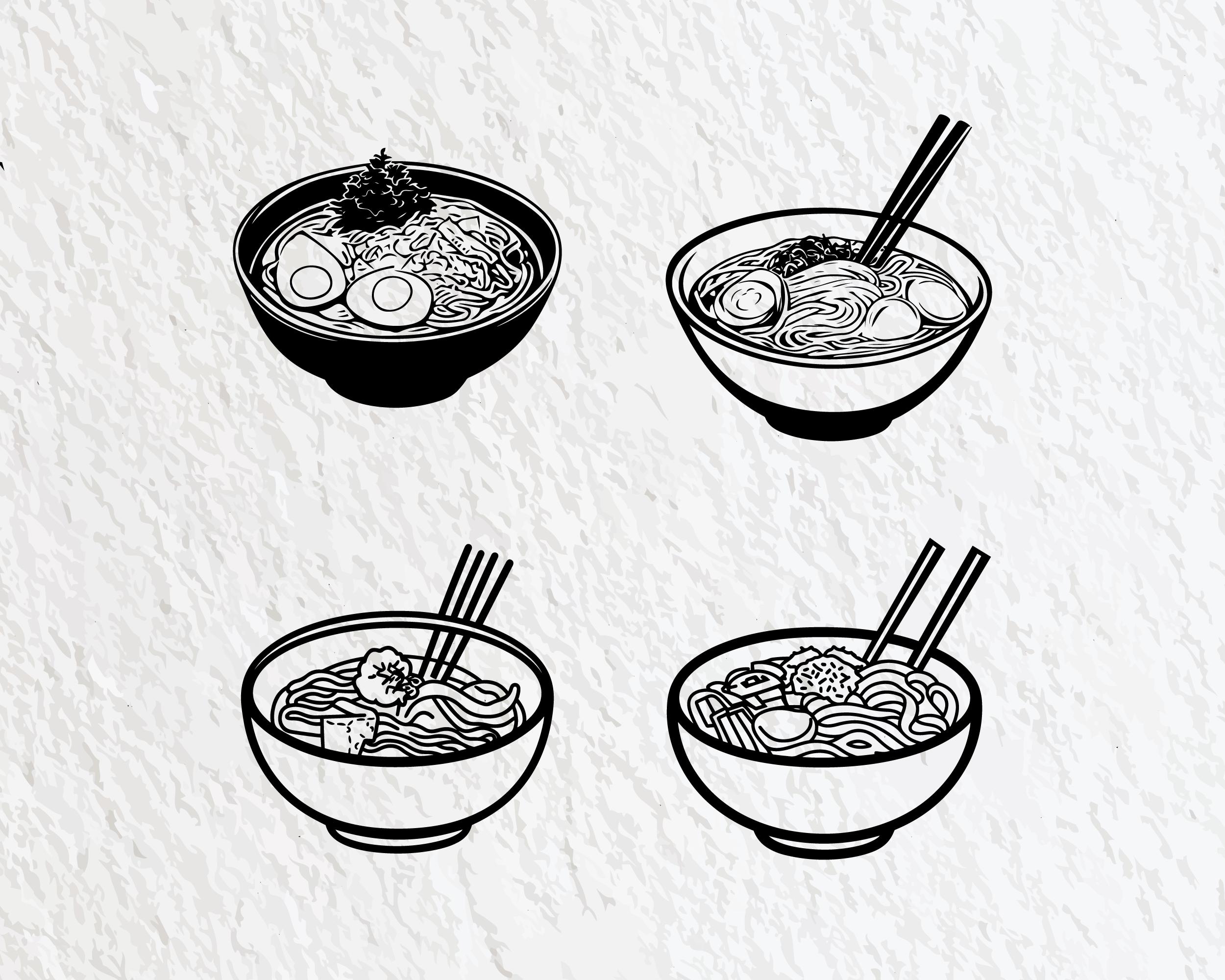 Ramen SVG Bundle: Noodle Bowl Clipart, Cut Files (SVG, PNG) - Etsy